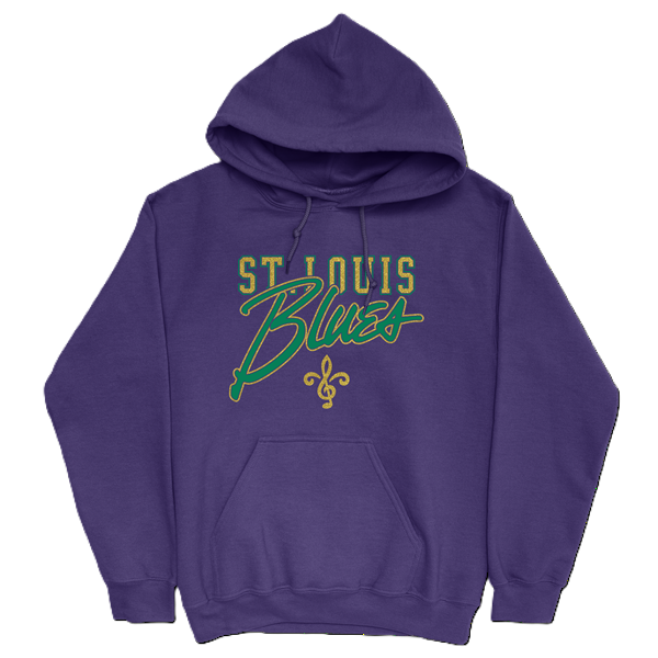 ST. LOUIS BLUES SERIES SIX FLEUR MARDI GRAS GLITTER HOODIE - PURPLE ...