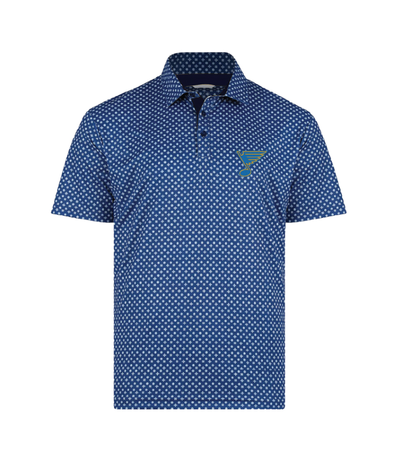 ST. LOUIS BLUES SWANNIES NOTE LOGO HAZELWOOD POLO - BLUE/WHITE – STL ...