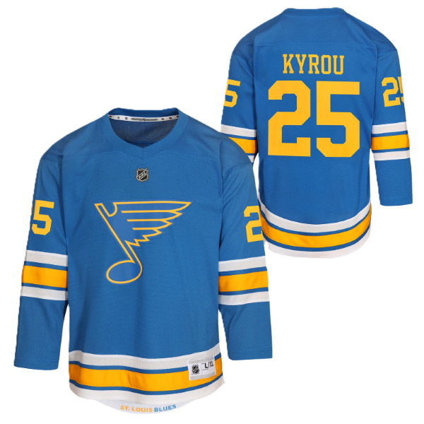 ST. LOUIS BLUES OUTERSTUFF YOUTH HOME REPLICA JERSEY - KYROU #25 – STL ...