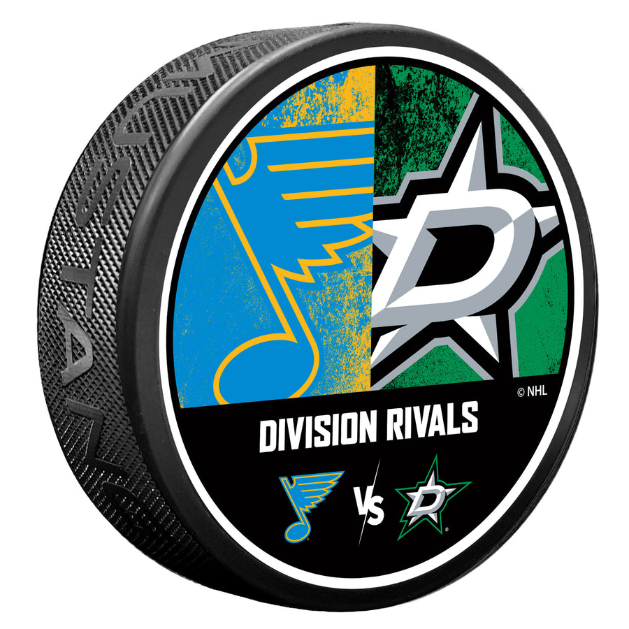 ST. LOUIS BLUES MUSTANG DIVISION RIVALS DALLAS STARS PUCK – STL Authentics
