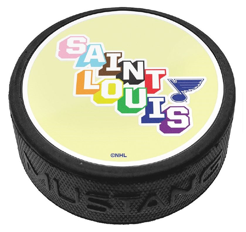 ST. LOUIS BLUES TEXTURE PRIDE PUCK – STL Authentics